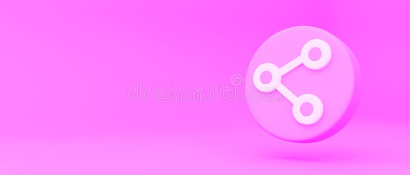 Icon Pink Share Cartoon Style. 3d Rendering, Interface Ui Ux Element ...
