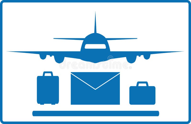 Plane, Mail Envelope and Luggage Bags Stock Vector - Illustration of ...