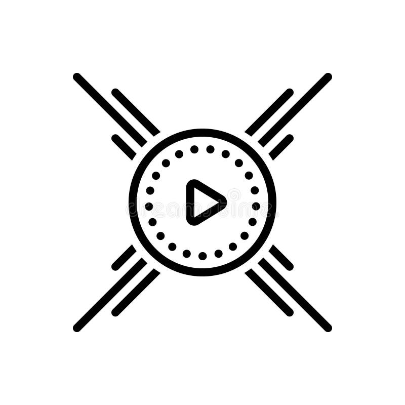Black Line Icon for Play, Button Nd Circle Stock Illustration ...