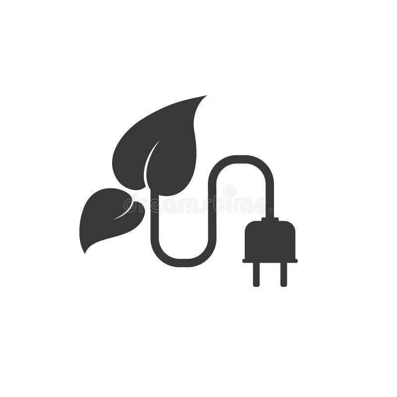 Icon of a Plug with a Leaf for Renewable Energy. Vector Flat Stock ...