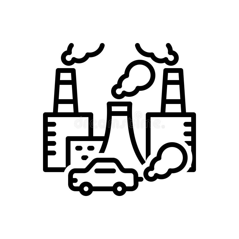 Black Line Icon for Pollution, Contamination and Factory Stock Vector ...