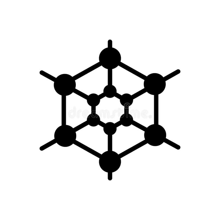 Black Solid Icon for Polymer, Molecule and Polypropylene Stock Vector ...