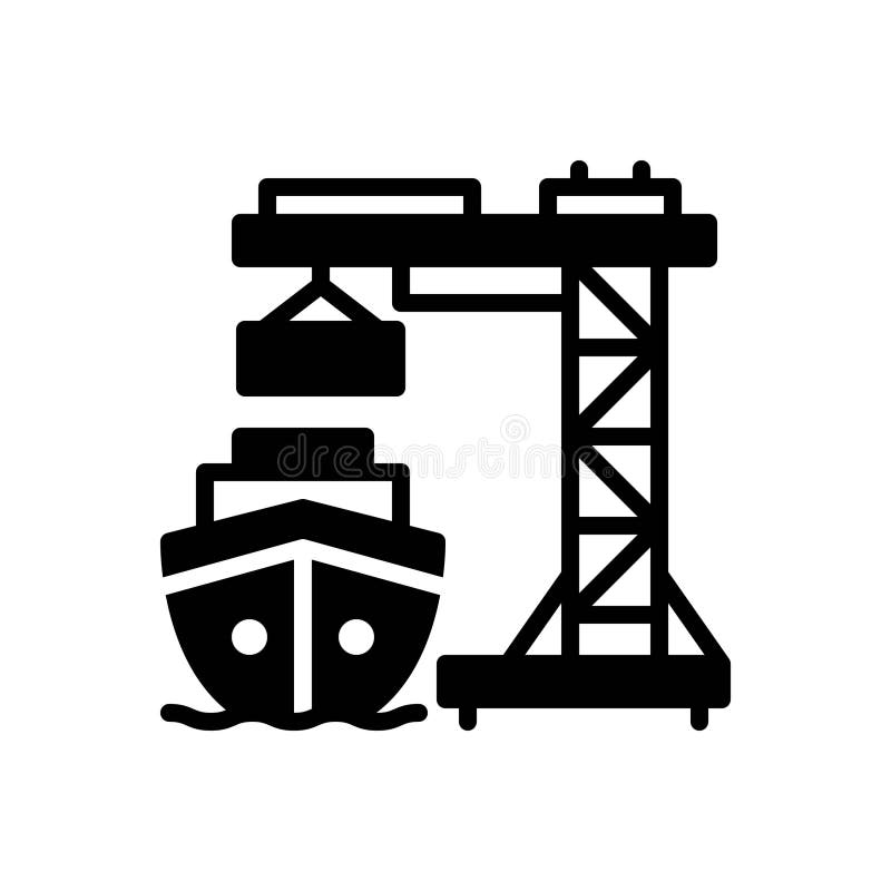 Black Solid Icon for Port, Boat and Shipping Stock Vector ...