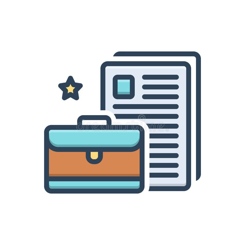 Color Illustration Icon for Portfolio, Briefcase and Document Stock ...