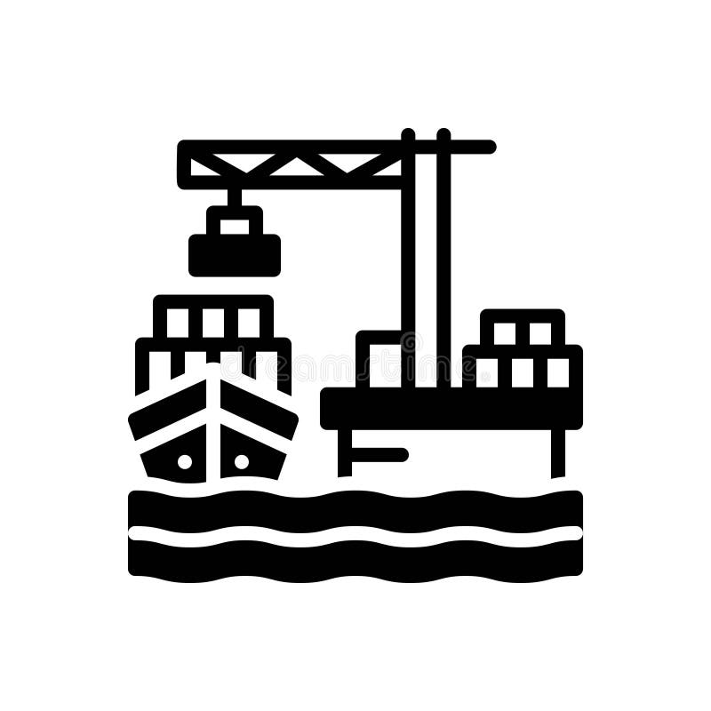 Black Solid Icon for Ports, Seaport and Harbor Stock Vector ...