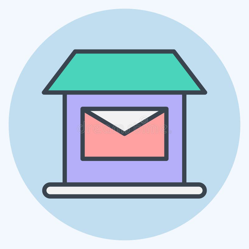Icon Post Office. Suitable for Education Symbol. Color Mate Style ...