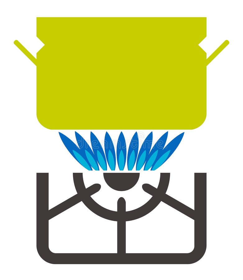 Icon of a Pot that is Heated on a Gas Burner Stock Illustration ...