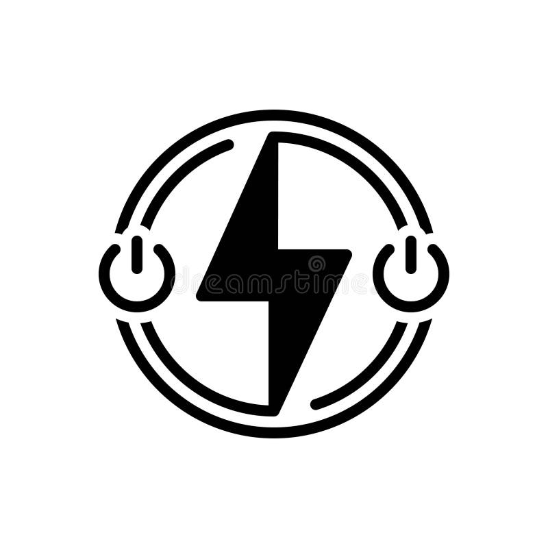Black Solid Icon for Powered, Energy and Charge Stock Vector ...