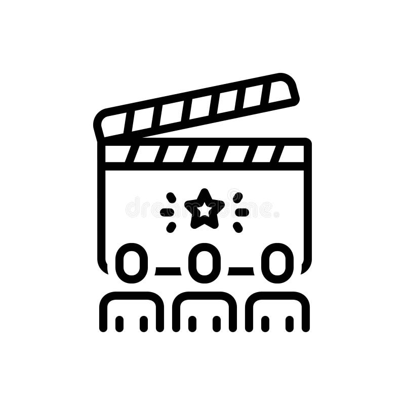 Black Line Icon for Premiere, First Performance and Movie Stock Vector ...