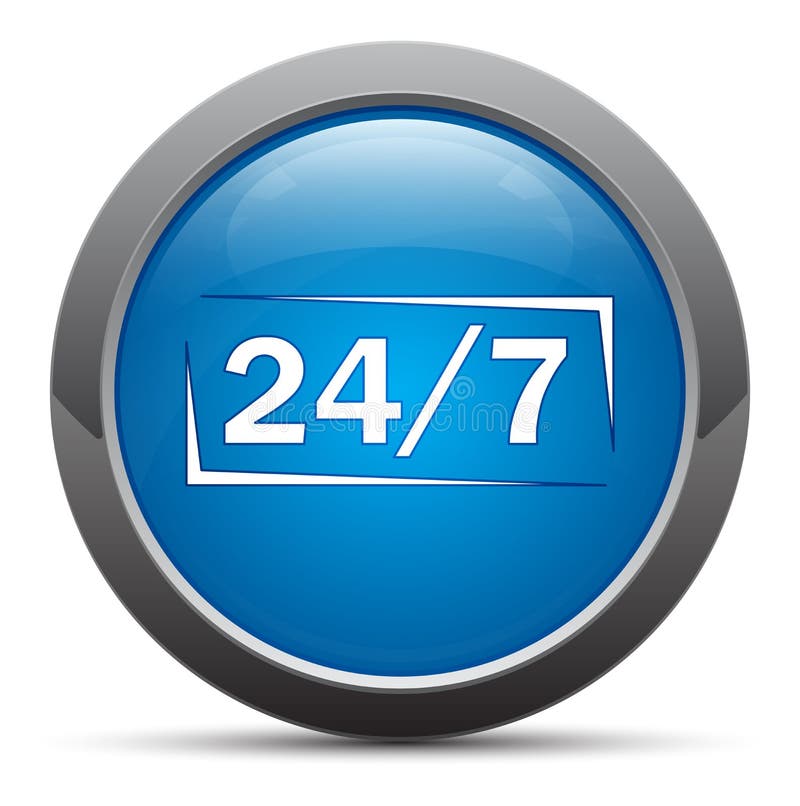 24/7 Icon Premium Blue Round Button Vector Illustration Stock Vector ...