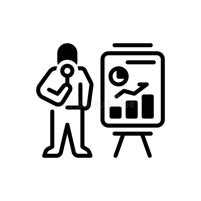 Black Solid Icon for Presenter, Emcee and Financial Stock Vector ...