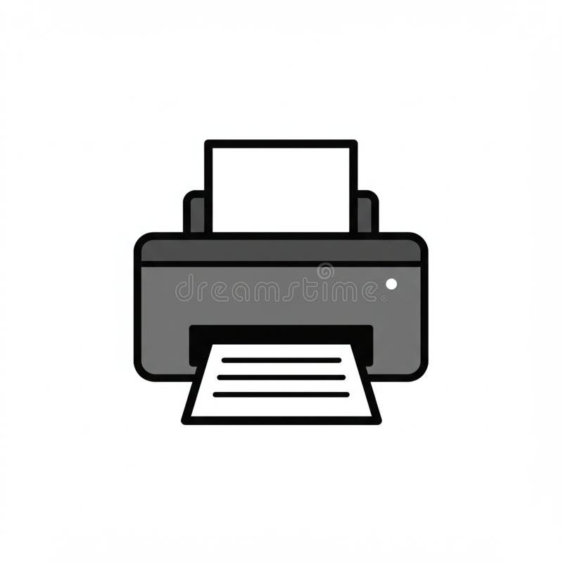 Icon of a Printer with a Simple, Minimalist Design. the Printer is ...