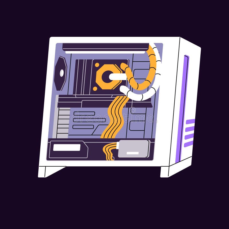 Icon of Processor Case for Gamers. Inside of Powerful Computer with ...