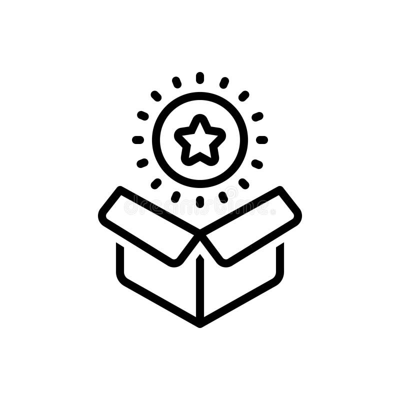 Black Line Icon for Product, Unpack and Goods Stock Illustration ...
