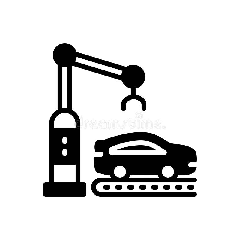 Black Solid Icon for Production, Output and Manufacture Stock ...