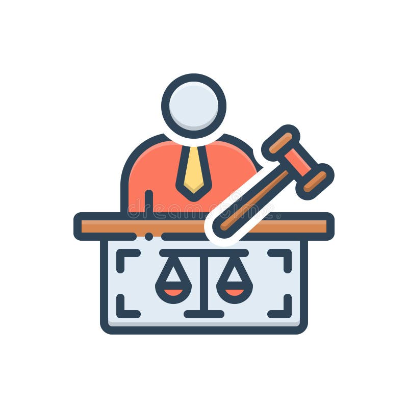Color Illustration Icon for Prosecutor, Hammer and Authority Stock ...