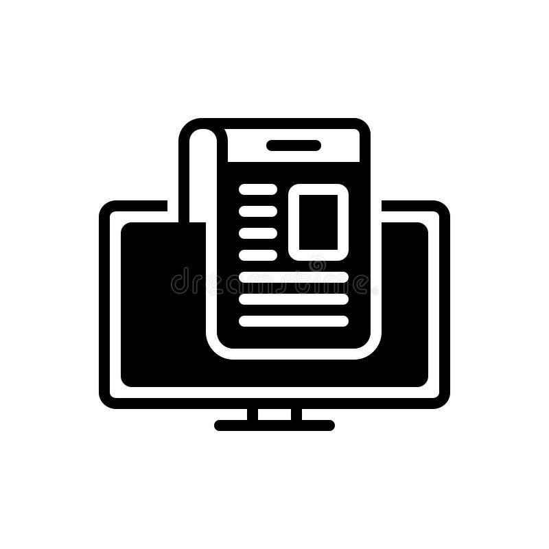 Black Solid Icon for Publisher, Journalist and Magazine Stock Vector ...