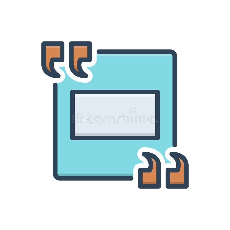 Color Illustration Icon for Quote, Extract and Citation Stock ...