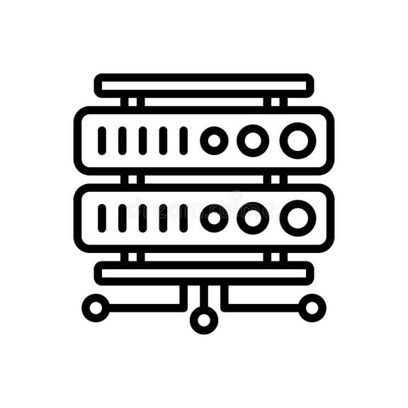 Black Line Icon for Rackmount Server, Datacenter and Website Stock ...