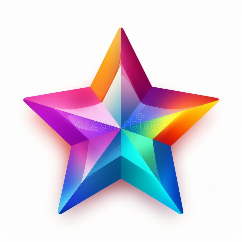 An Icon of a Rainbow Colored Star on a White Background Stock ...