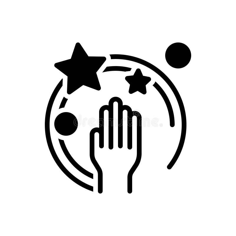 Black Solid Icon for Reach, Hand and Spcae Stock Vector - Illustration ...