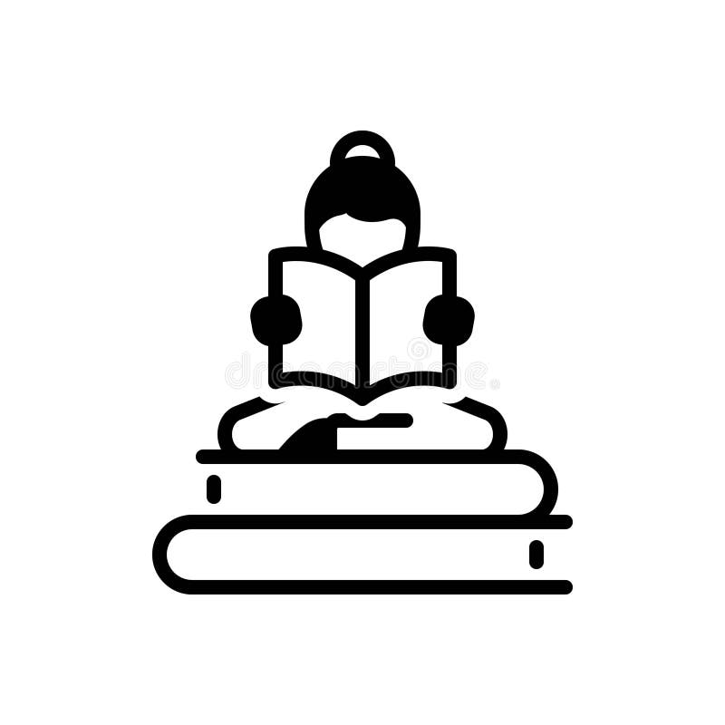 Black Solid Icon for Reading, Read and Studying Stock Illustration ...
