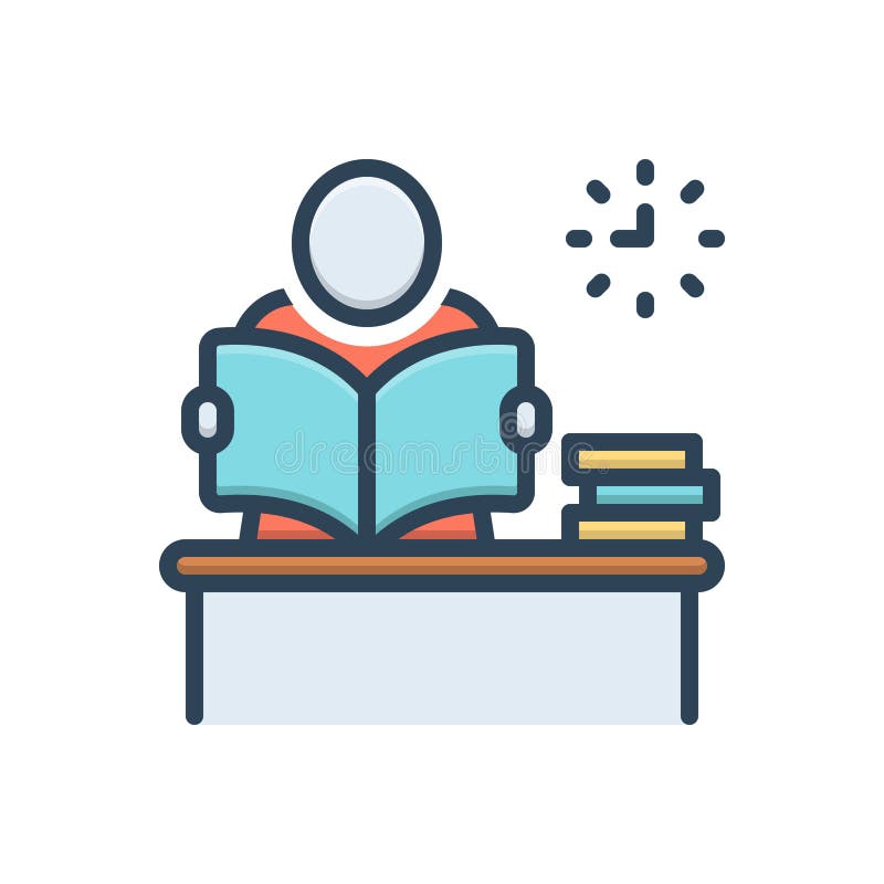Color Illustration Icon for Reading, Study Table and Classwork Stock ...