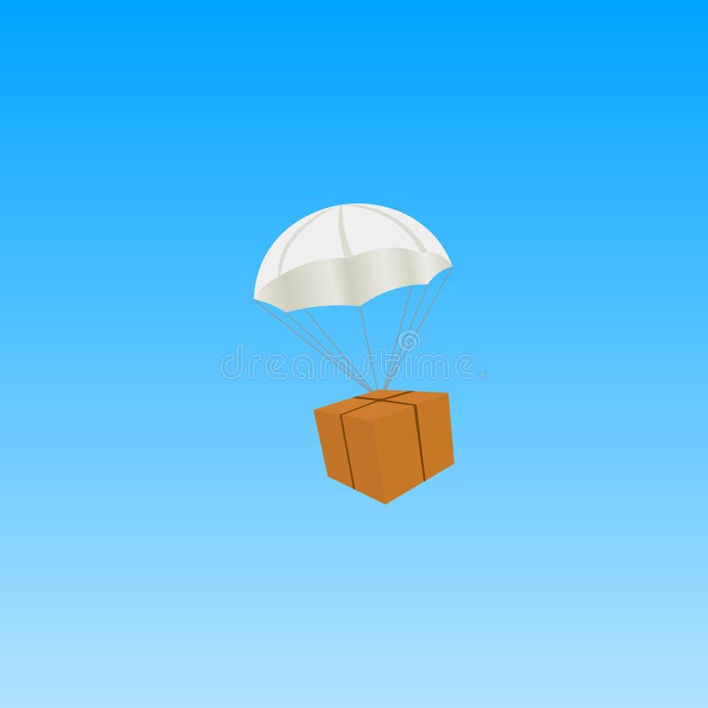 Icon of Realistic Box with Parachute. Vector Illustration Eps 10 Stock ...