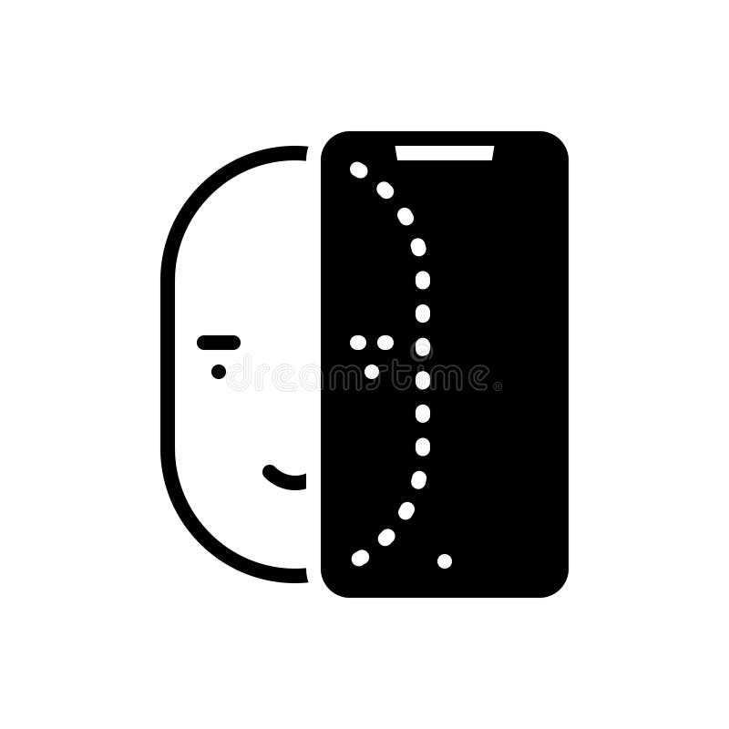 Black Solid Icon for Recognize, Recognition and Face Stock Illustration ...