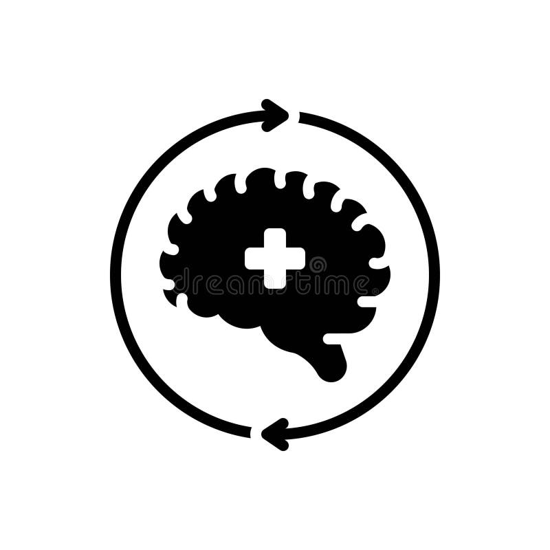 Black Solid Icon for Recovery, Brain and Improve Stock Illustration ...