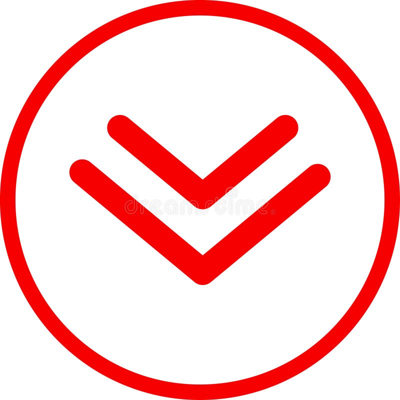 Icon Red Arrow Direction Down on a White Background Vector Illustration ...
