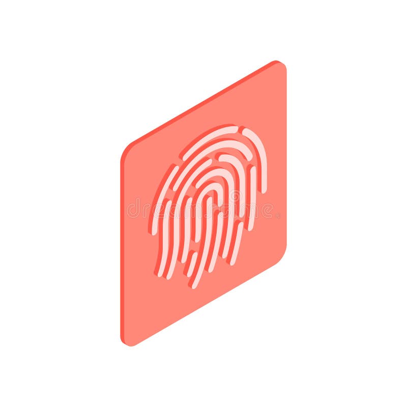 Icon of Red Fingerprint for Biometric Authorization Stock Vector ...