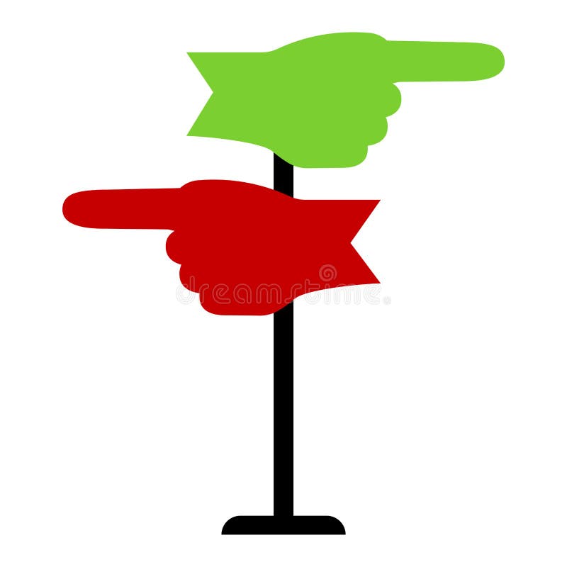 Icon with Red Green Hand Pointers. Contour Symbol. Vector Illustration ...