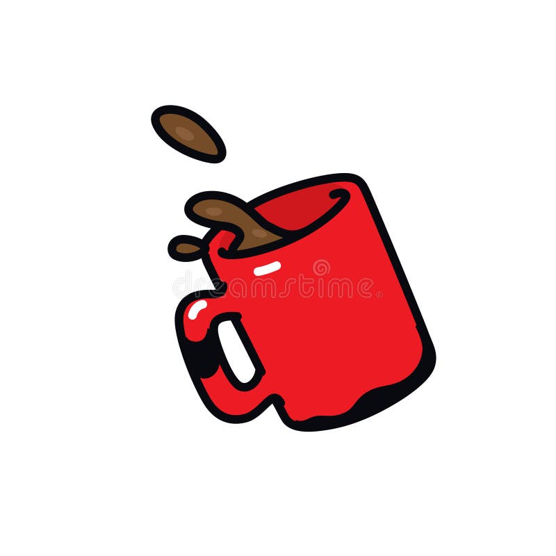 Icon Red Mug with Coffee. Vector. Illustration of a Mug of Tea. Cartoon ...