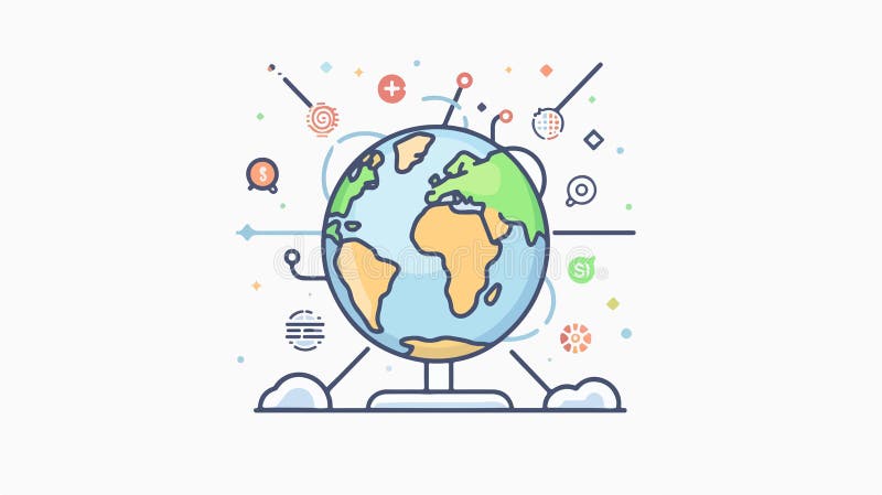 Global Synchronization: Vector Globe with Outline Icon for Design ...