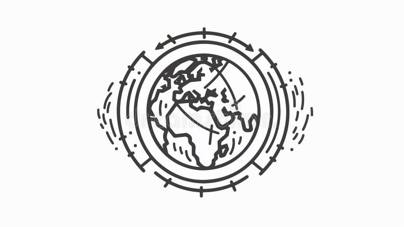 Global Synchronization: Vector Globe with Outline Icon for Design ...