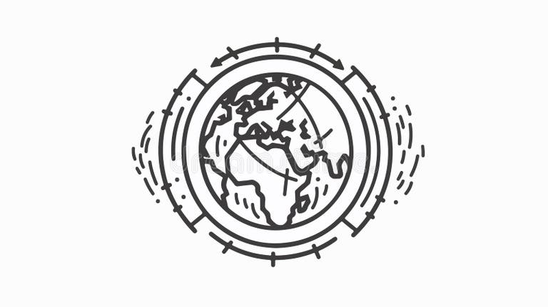 Global Synchronization: Vector Globe with Outline Icon for Design ...