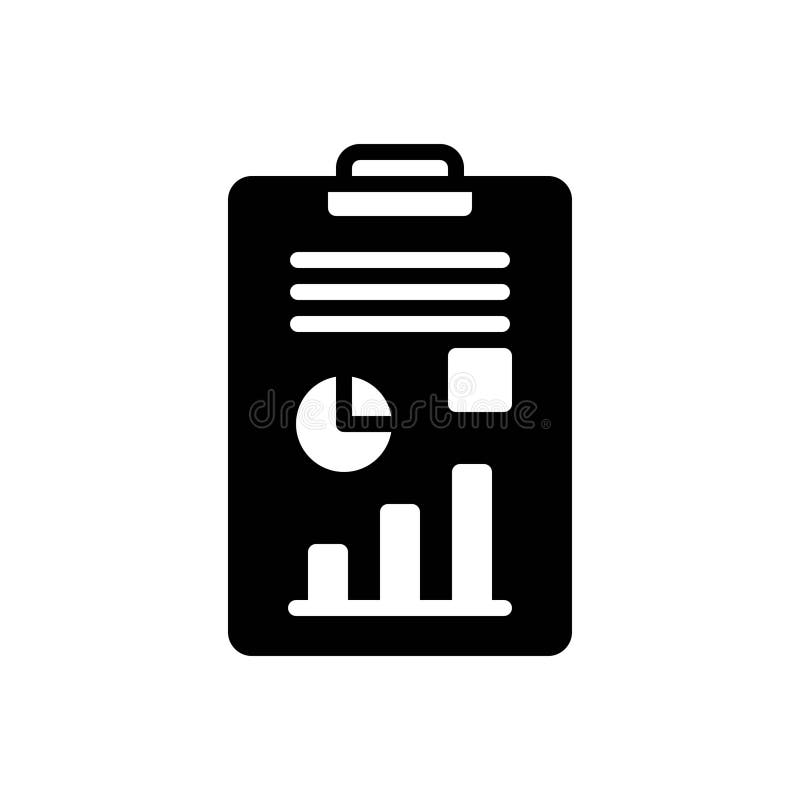 Black Solid Icon for Reports, Analysis and Record Stock Vector ...
