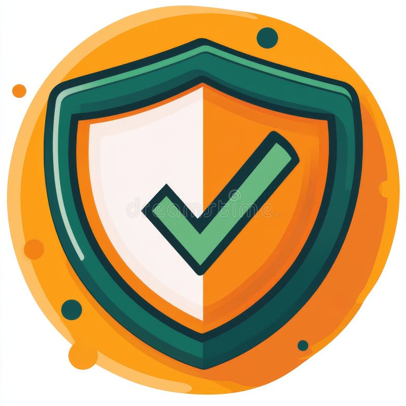 Icon Representing Abstract Shield with Checkmark Set Against a White ...