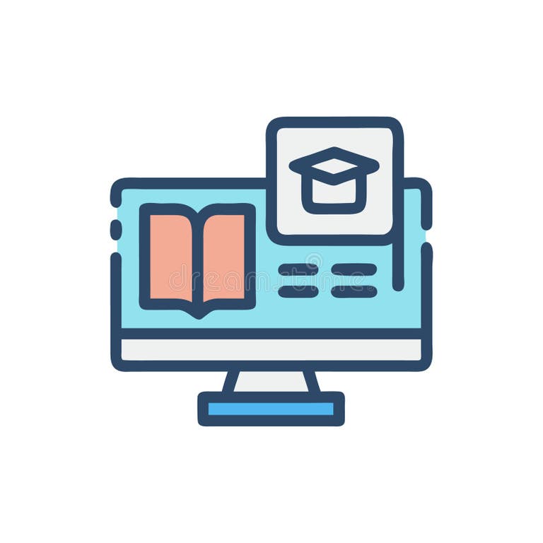 Computer Learning Icon for Digital Education Stock Image - Illustration ...