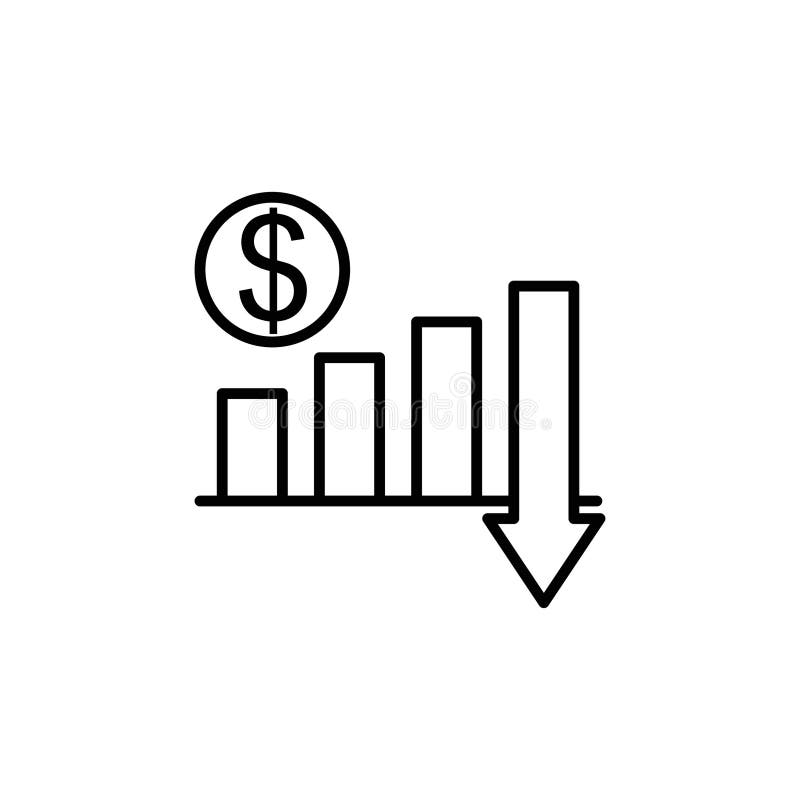 Icon Representing a Decrease in Money Value or Economic Loss Stock ...