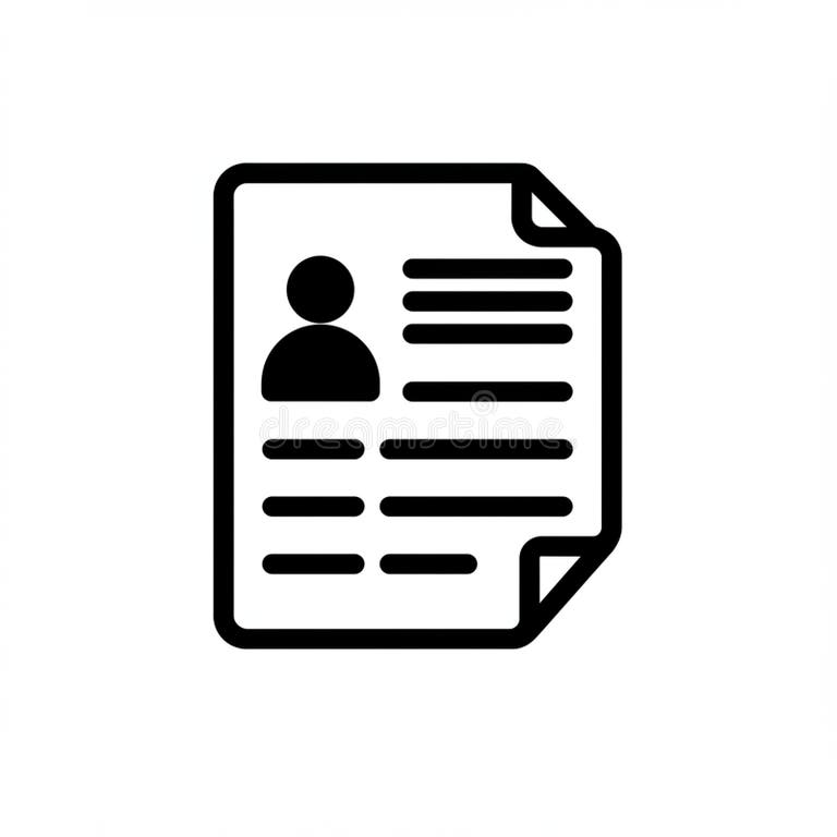 Icon Representing a Document with a Generic Profile Picture, Lines Indicating Text, and a Folded ...