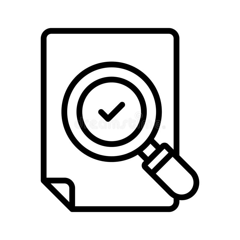 An Icon Representing Document Verification with a Magnifying Glass and ...