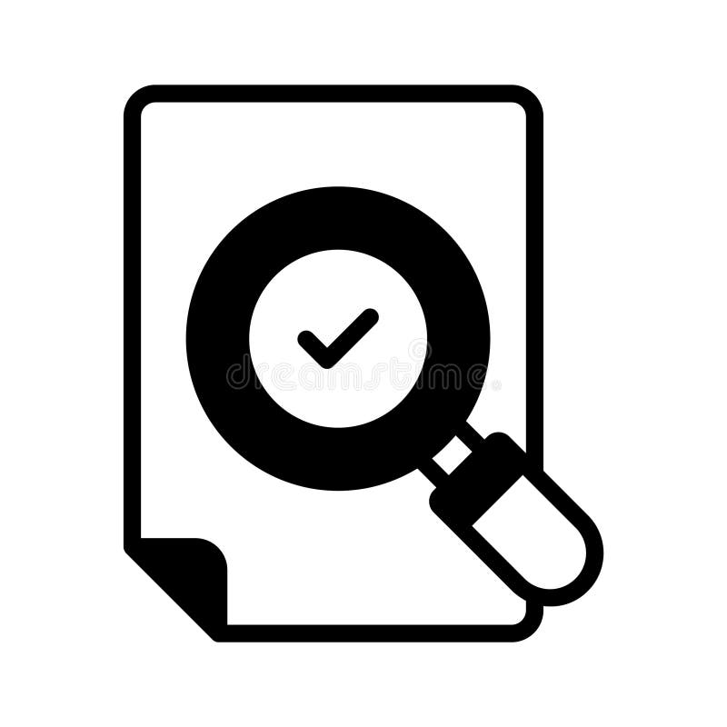 An Icon Representing Document Verification with a Magnifying Glass and ...