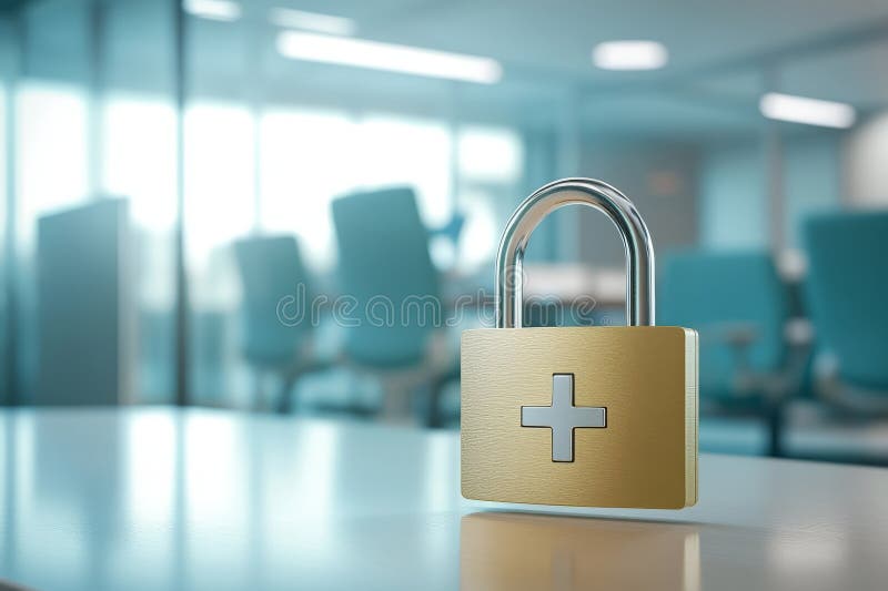 Icon Representing Healthcare Data Security As a Padlock in a Hospital ...