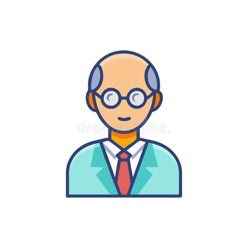 Professor with Glasses Icon for Educational Use Stock Illustration ...