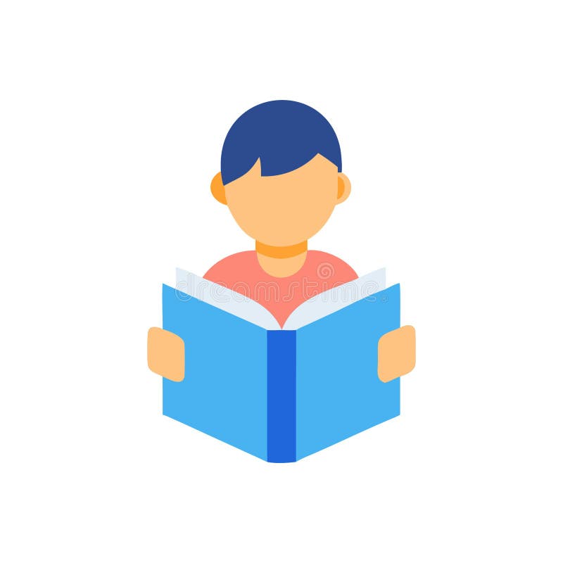 Reading Student Icon for Academic Use Stock Illustration - Illustration ...