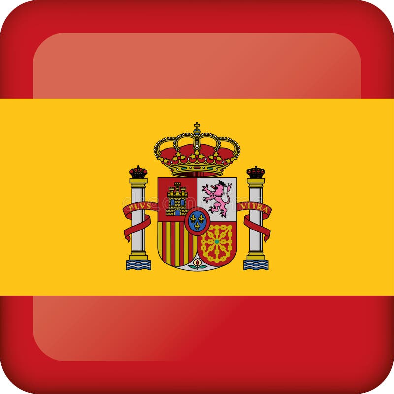 Icon Representing Square Button Flag of Spain Stock Vector ...