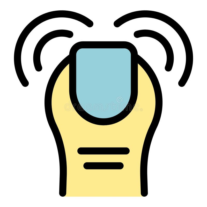 Finger Pressing Touch Screen with Feedback Waves Icon Stock ...