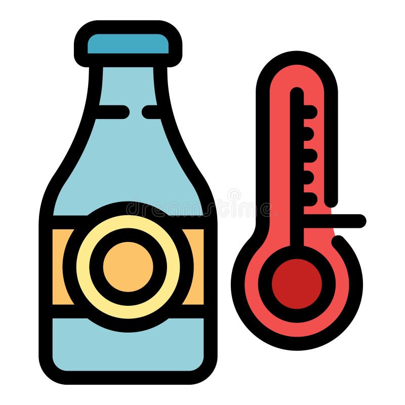 Glass Bottle Showing Correct Storage Temperature with Thermometer Icon ...
